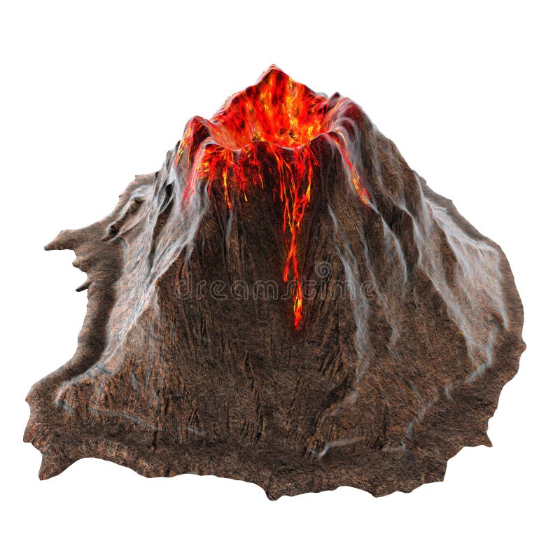 Volcano Lava without Smoke on the Isolatedbackground. 3d Illustration ...