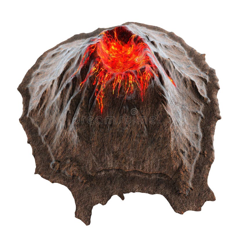 Volcano Lava without Smoke on the Isolatedbackground. 3d Illustration ...