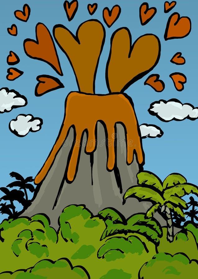 Volcano of love stock illustration. Illustration of landscape - 96513870