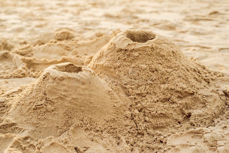 A Volcano Made of Sand on the Beach Stock Image - Image of scenery ...