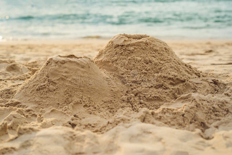 A Volcano Made of Sand on the Beach Stock Image - Image of mountain ...