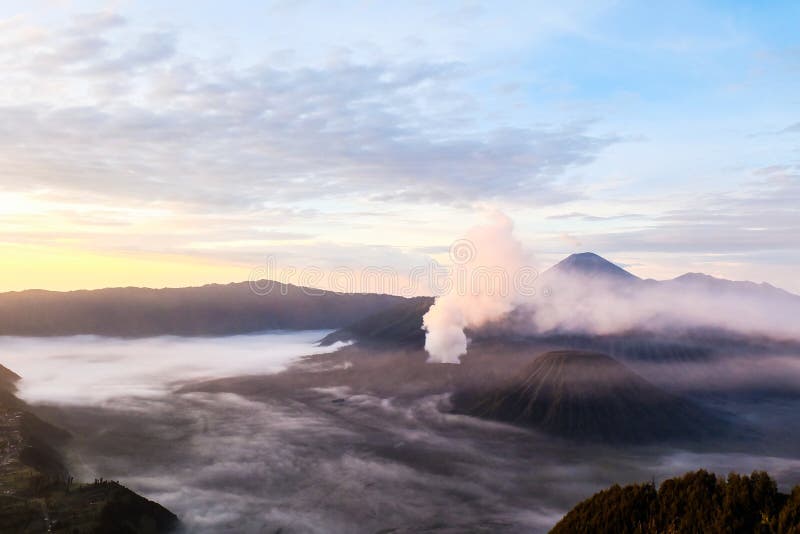 Volcano in the mist stock image. Image of nature, adventure - 165539941