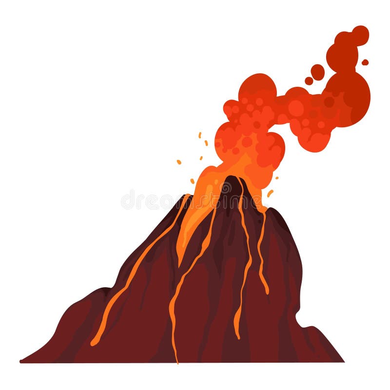 Volcano. Mountain Eruption with Fire Lava Explosion with Smoke Stock ...