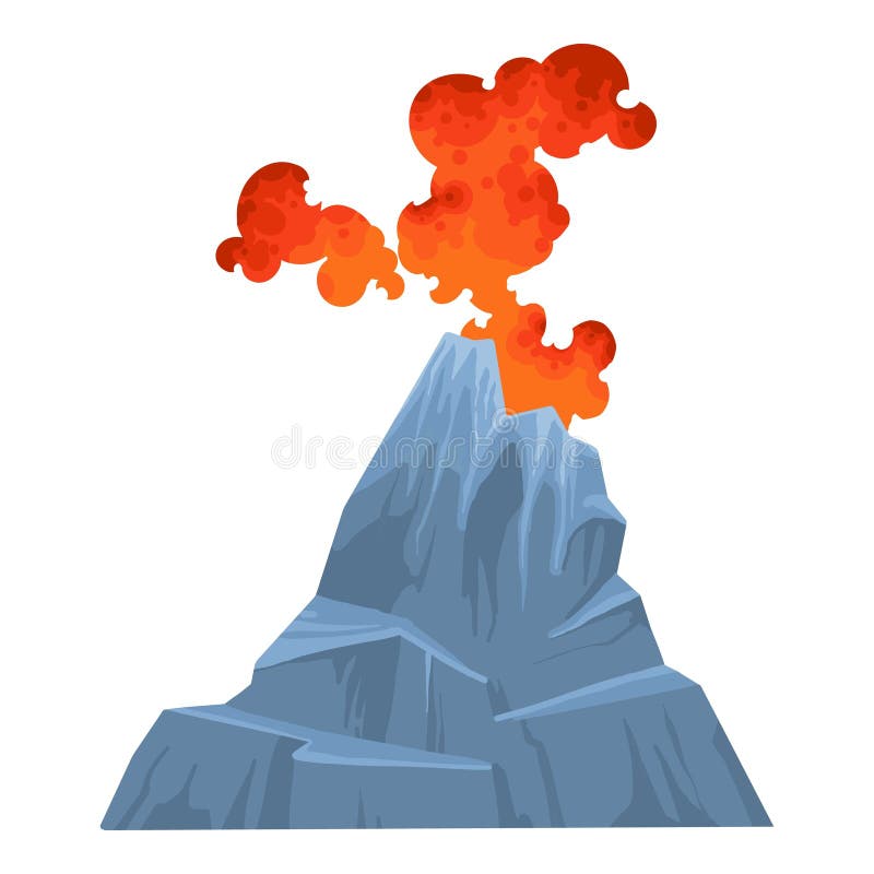 Volcano. Mountain Eruption with Fire Lava Explosion with Smoke Stock ...