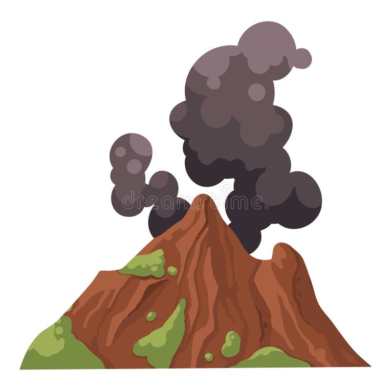 Volcano. Mountain Eruption with Fire Lava Explosion with Smoke Stock ...
