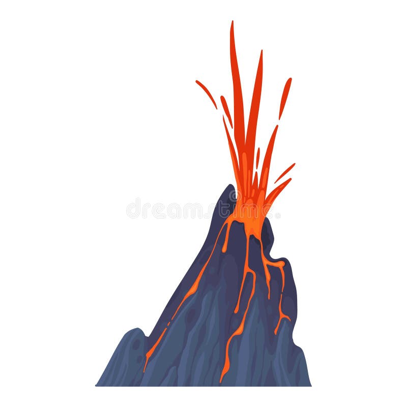 Volcano. Mountain Eruption with Fire Lava Explosion with Smoke ...