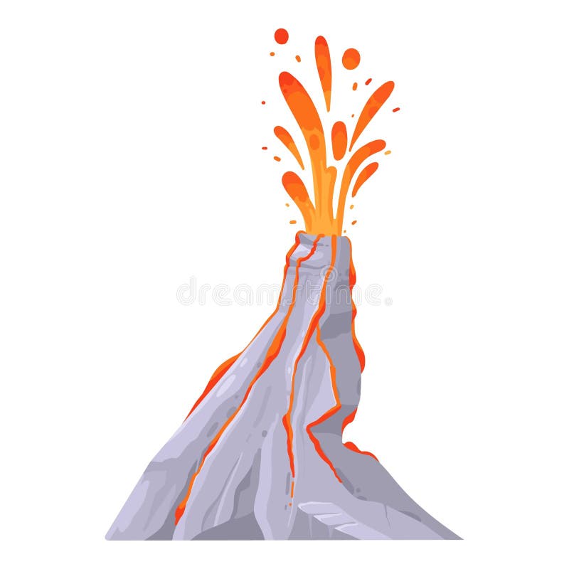 Volcano. Mountain Eruption with Fire Lava Explosion with Smoke ...