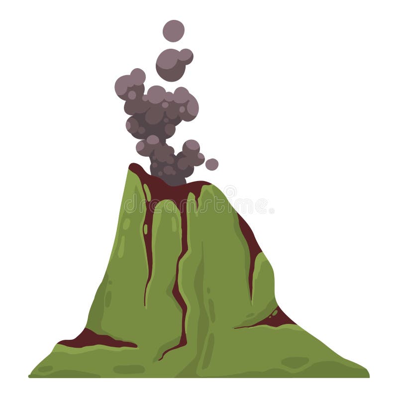 Volcano. Mountain Eruption with Fire Lava Explosion with Smoke ...