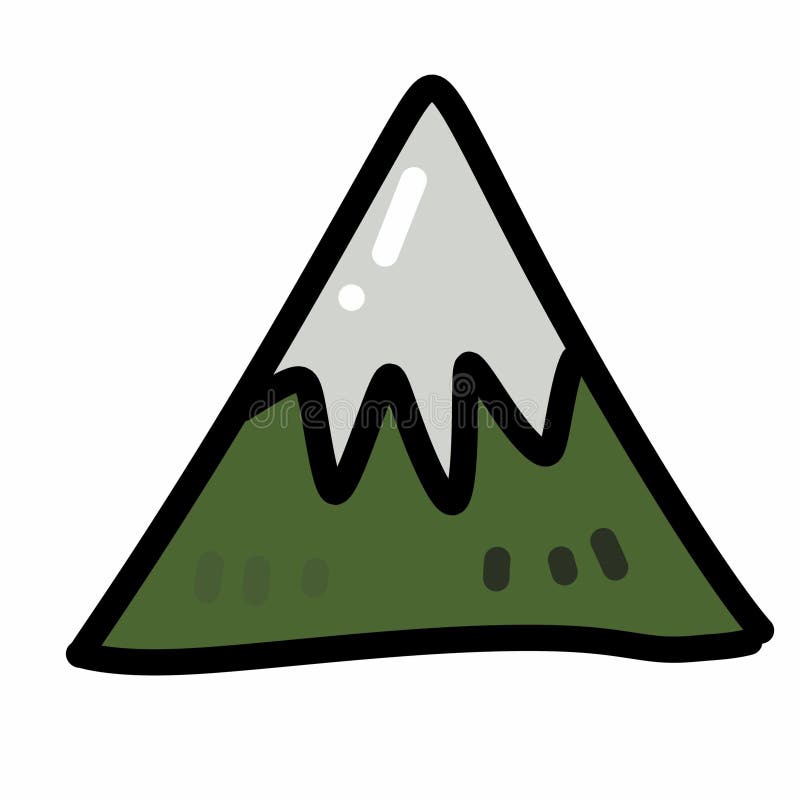 Volcano Mountain Icon. Thin Line with Green Fill Design Stock ...