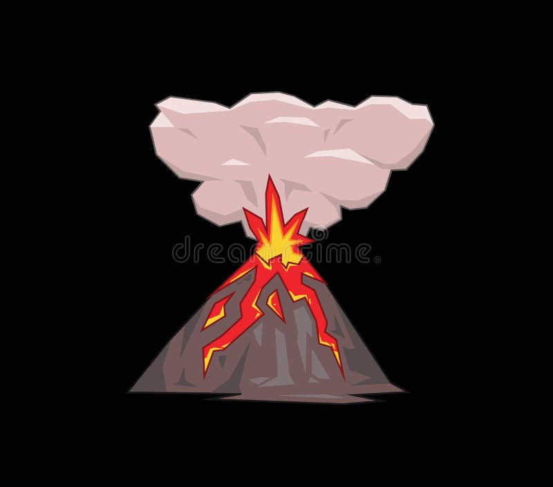Volcano Icon Set. Flat Vector Illustration. Isolated on White ...