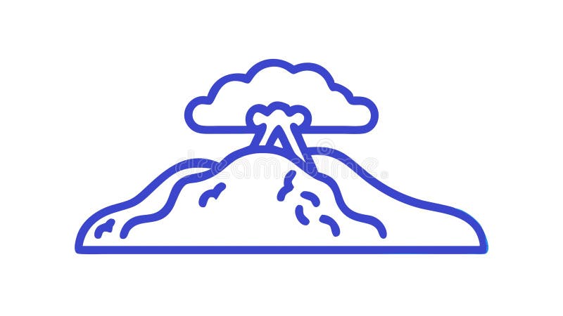 Volcano Outline with Cloud, Eruption Warning Symbol Icon, Vector Design ...