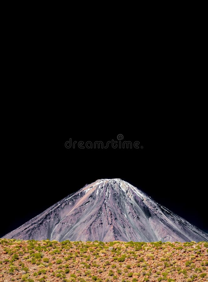 Volcano with Pyramid Shape Under Black Sky Stock Image - Image of ...