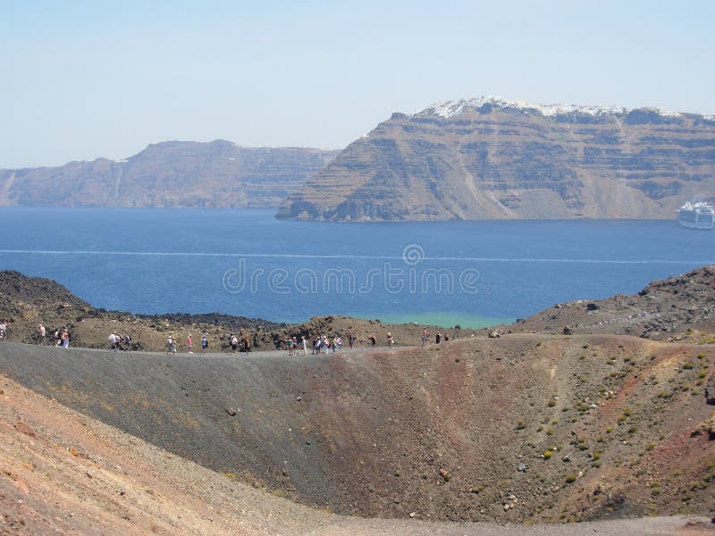 Volcano on Santorini Island Stock Photo - Image of village, volcano ...
