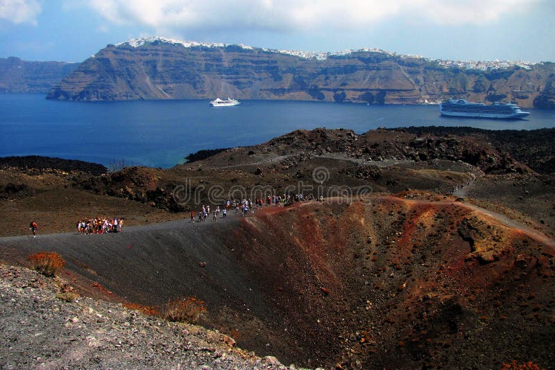 View Of The Sea In Oia On Santorini Island Greece Stock Image - Image ...