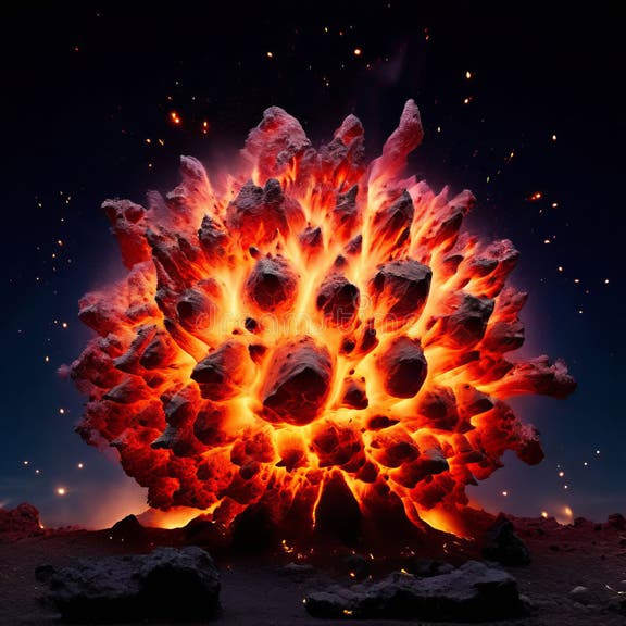 Volcano Shells Large Spherical Fireworks that Explode into an E Stock ...