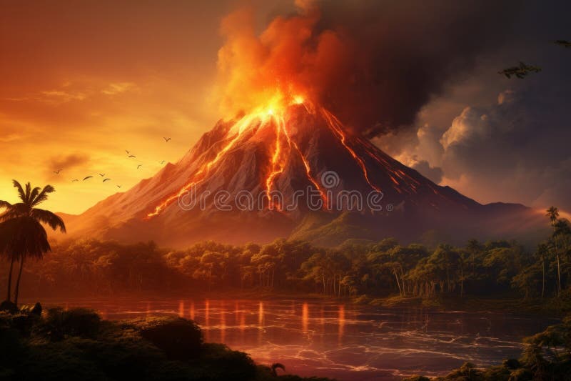 A Volcano Shooting Volcanic Fire Volcano Fire Stock Image - Image of ...