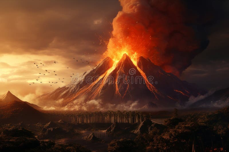 A Volcano Shooting Volcanic Fire Volcano Fire Stock Image - Image of ...
