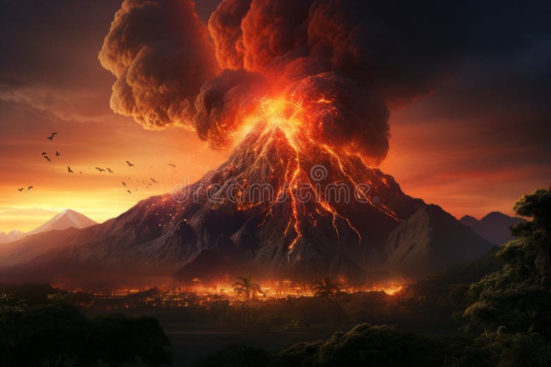A Volcano Shooting Volcanic Fire Volcano Fire Stock Photo - Image of ...