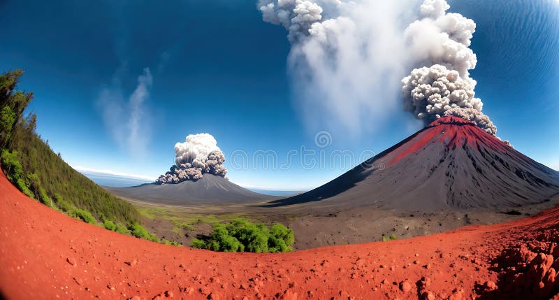 A Volcano with Smoke Coming Out of it. Stock Image - Image of clouds ...