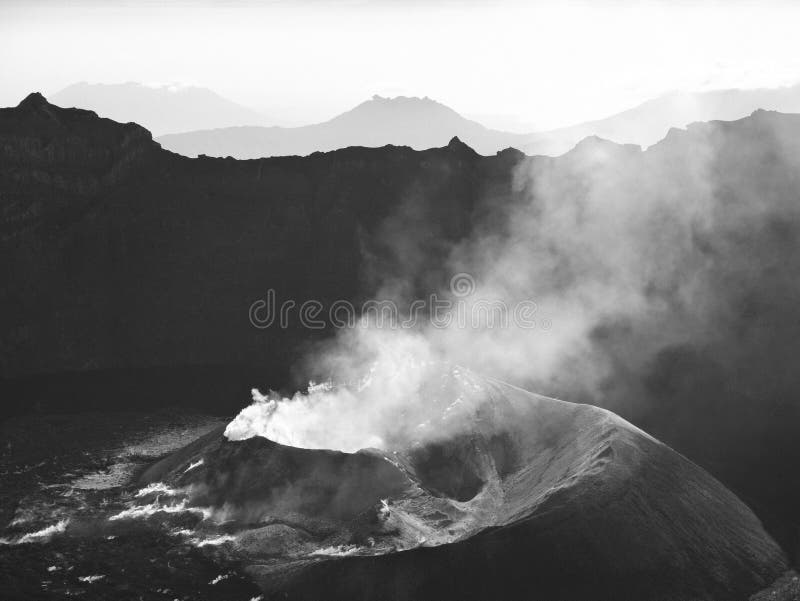 A Volcano with Smoke Coming Out of it Stock Image - Image of catania ...