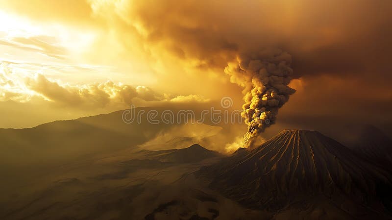 A Volcano is Spewing Smoke and Ash into the Sky Stock Photo - Image of ...