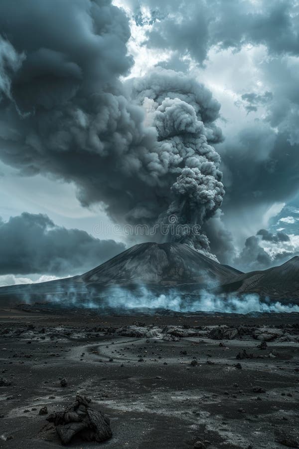 Volcano Spewing Smoke stock image. Image of toxic, pollution - 375153865