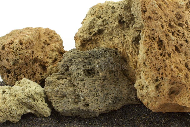 Volcano Stones on Black Sand Stock Image - Image of eruption, stone ...