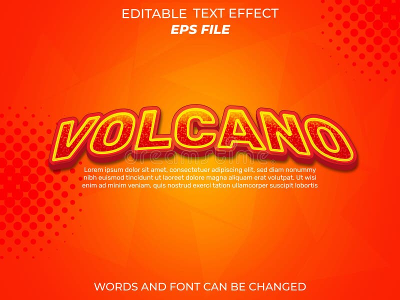 Volcano Text Effect, Font Editable, Typography, 3d Text. Vector ... Volcano Text Effect, Font Editable, Typography, 3d Text. Vector ...
