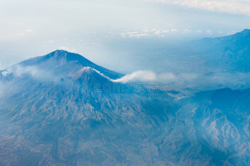 Volcano Top Under Sky, Bird S Eye View. Stock Image - Image of sleep ...