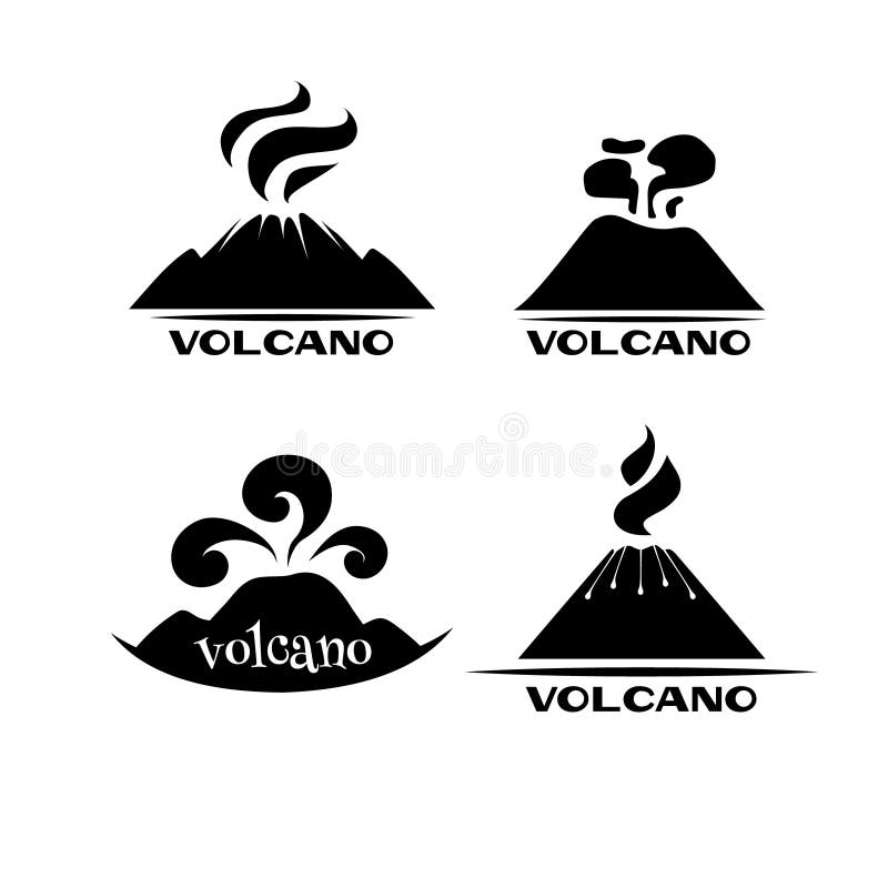 Volcano Vector Set. Logotypes and Signs. Stock Vector - Illustration of ...