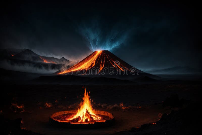 Volcanoes of Shadowflame on Obscuron Stock Illustration - Illustration ...