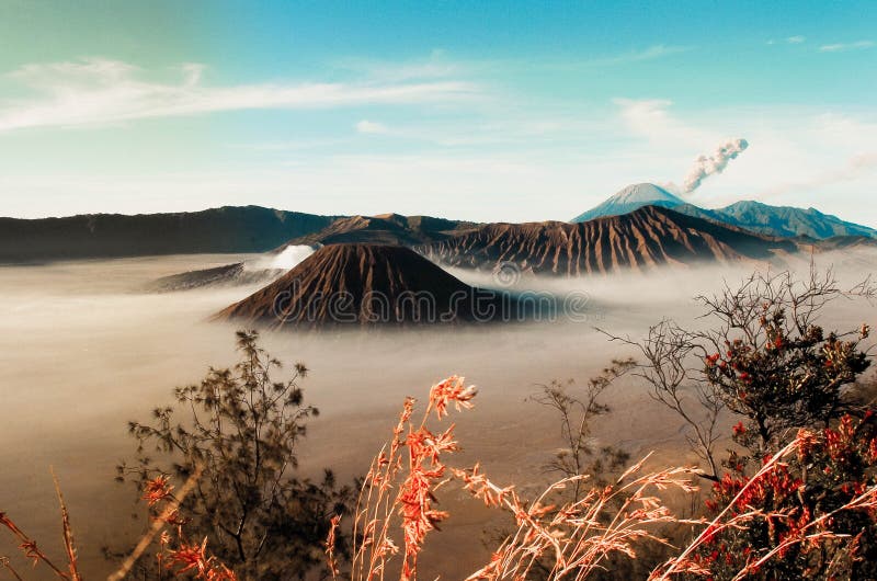 Volcanos Mount Semeru and Bromo in East Java Stock Image - Image of ...