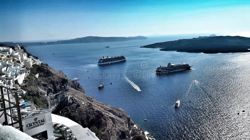 Volcano stock photo. Image of ship, cruiseship, sunny - 144113074