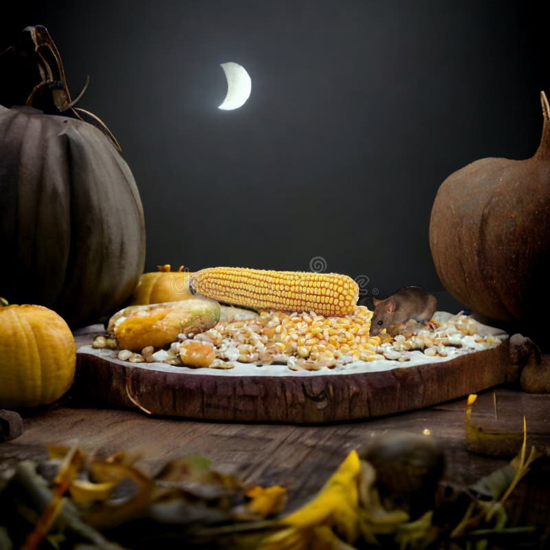 Vole Mouse with Corn-Vole Mouse with Corn- Stock Illustration ...