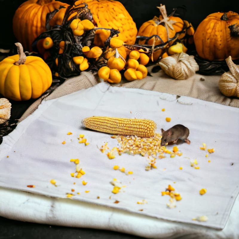 Vole Mouse with Corn-Vole Mouse with Corn- Stock Illustration ...