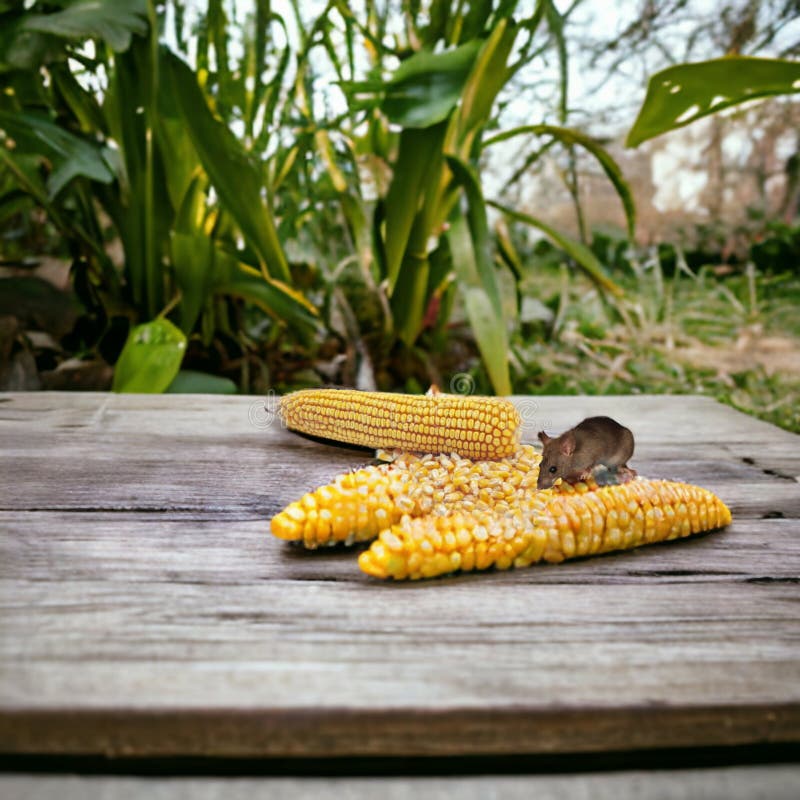 Vole Mouse with Corn-Vole Mouse with Corn- Stock Illustration ...