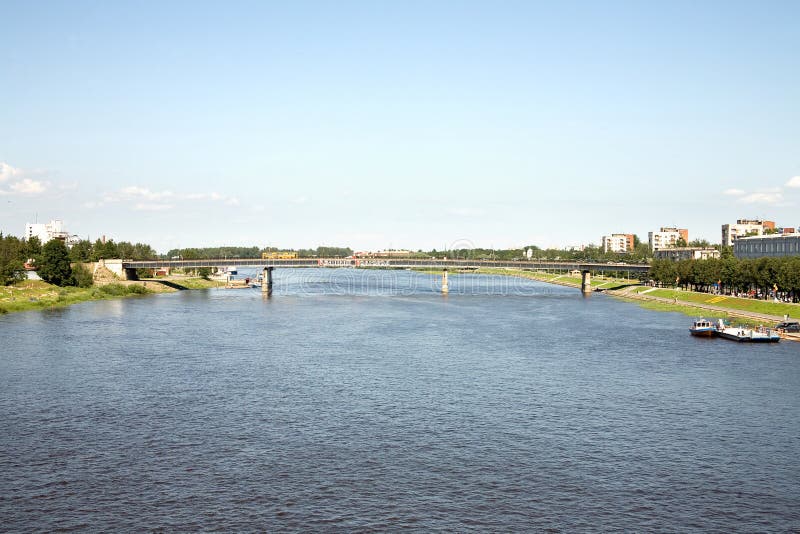 Volkhov River stock image. Image of bridge, city, flow - 34346745
