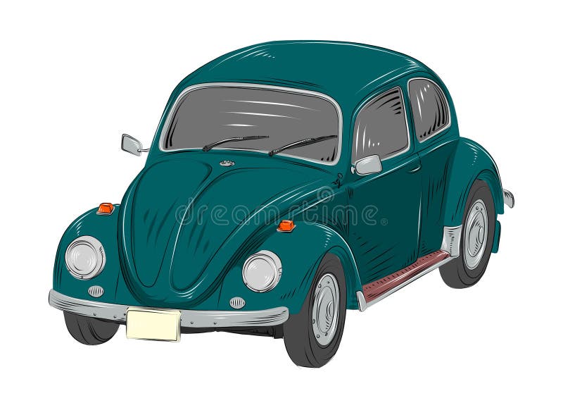 Volkswagen Beetle Car Vector Illustration Stock Vector - Illustration ...
