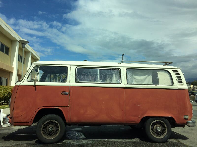 Volkswagen Bus with Blue Sky Stock Image - Image of model, driving ...