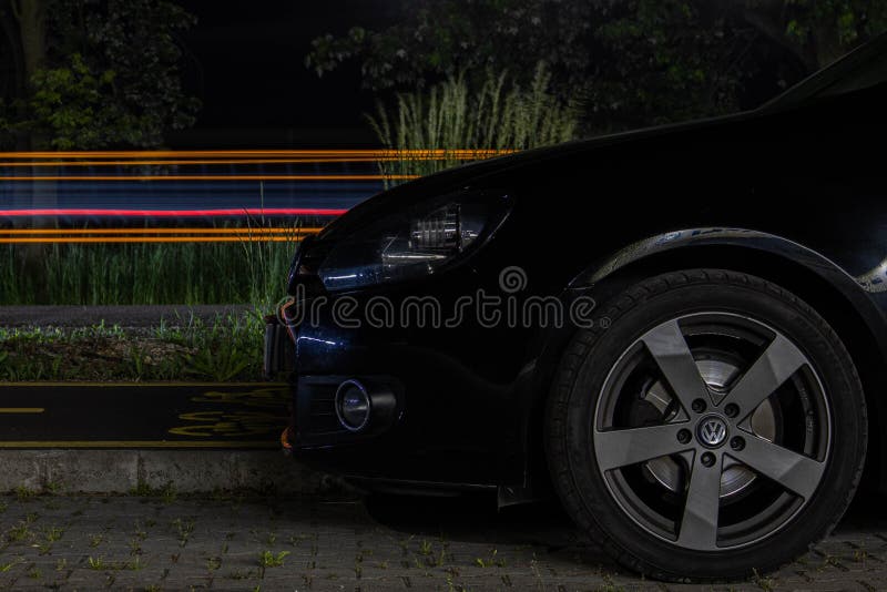 Volkswagen Car with Long Exposure in the Dark Editorial Image - Image ...