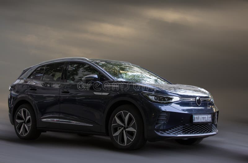 Volkswagen Id4 Black Electric Car. Editorial Image - Image of movement ...