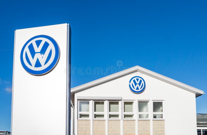Volkswagen Sign with Blue Sky in Background Editorial Stock Image ...
