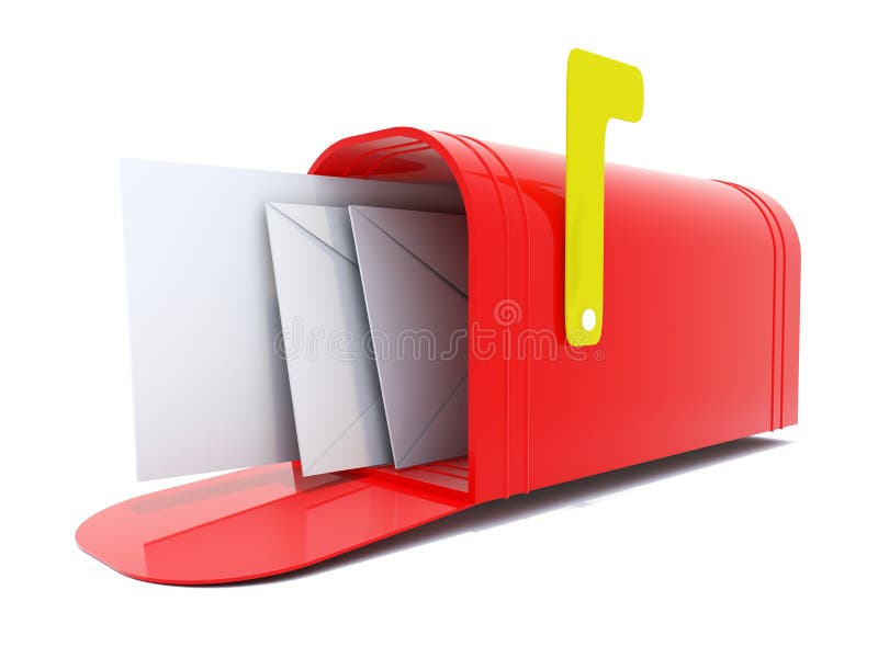 Volle rote Mailbox stock abbildung. Illustration von geöffnet - 11002077