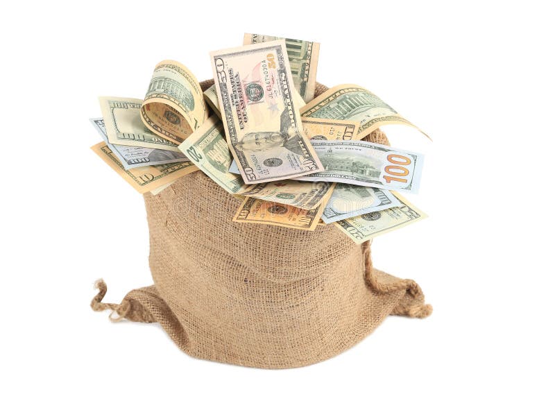 Voller Sack zwei mit Geld. stockbild. Bild von hundert - 35116113