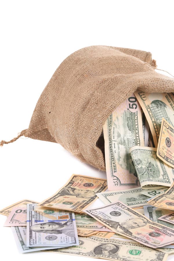 Voller Sack zwei mit Geld. stockbild. Bild von hundert - 35116113