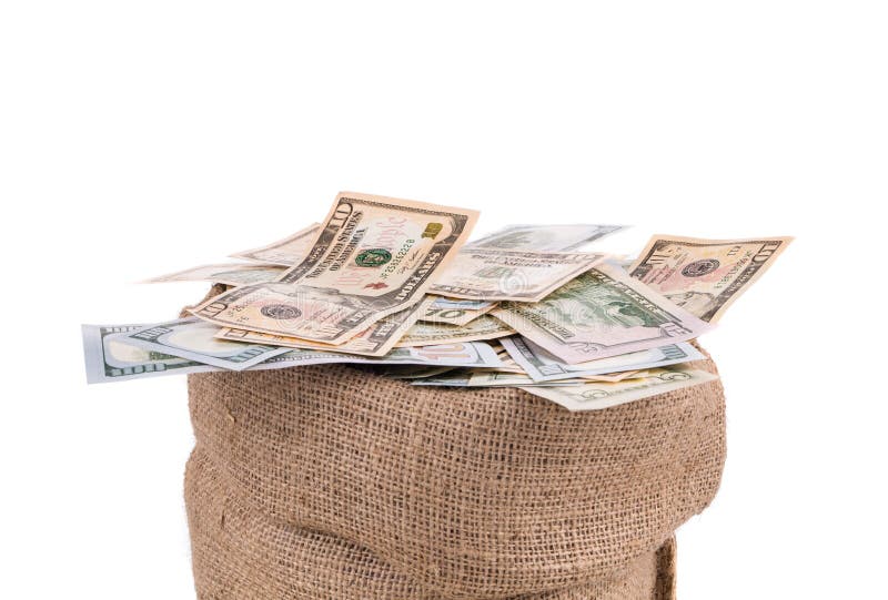 Voller Sack zwei mit Geld. stockbild. Bild von hundert - 35116113