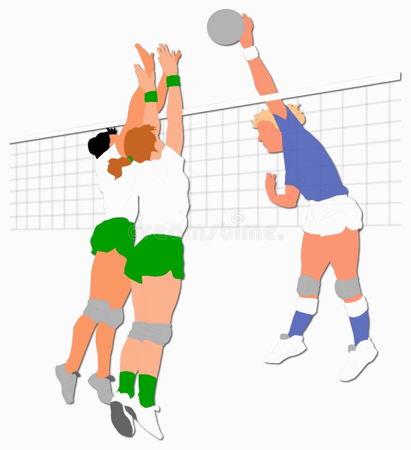 Volleyball Spike/Block stock illustration. Illustration of ...