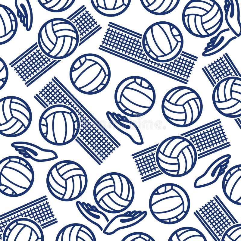 Volleyball Background, Pattern Set. Collection Icons Volleyball Stock ...