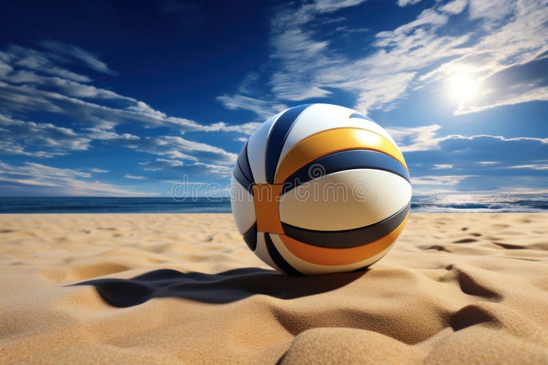 Volleyball Ball on Sand Beach Stock Image - Image of yellow, outdoor ...