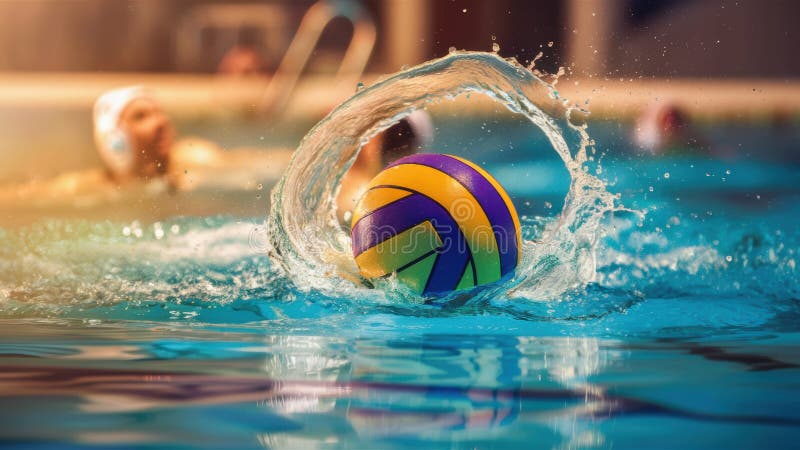 A Volleyball Ball in the Water with a Splash, AI Stock Illustration ...